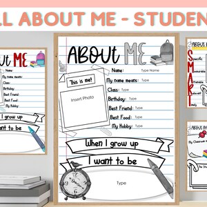 Editable All About Me Printable: Back to School Activity (digital ...