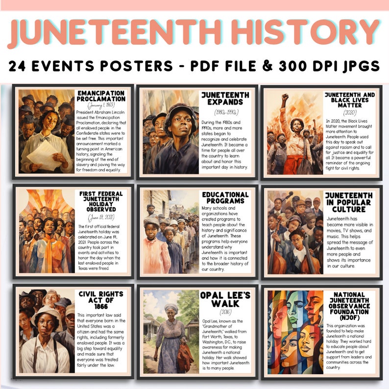 Juneteenth History Posters: Emancipation Day, Freedom Day (PDF & JPG ...