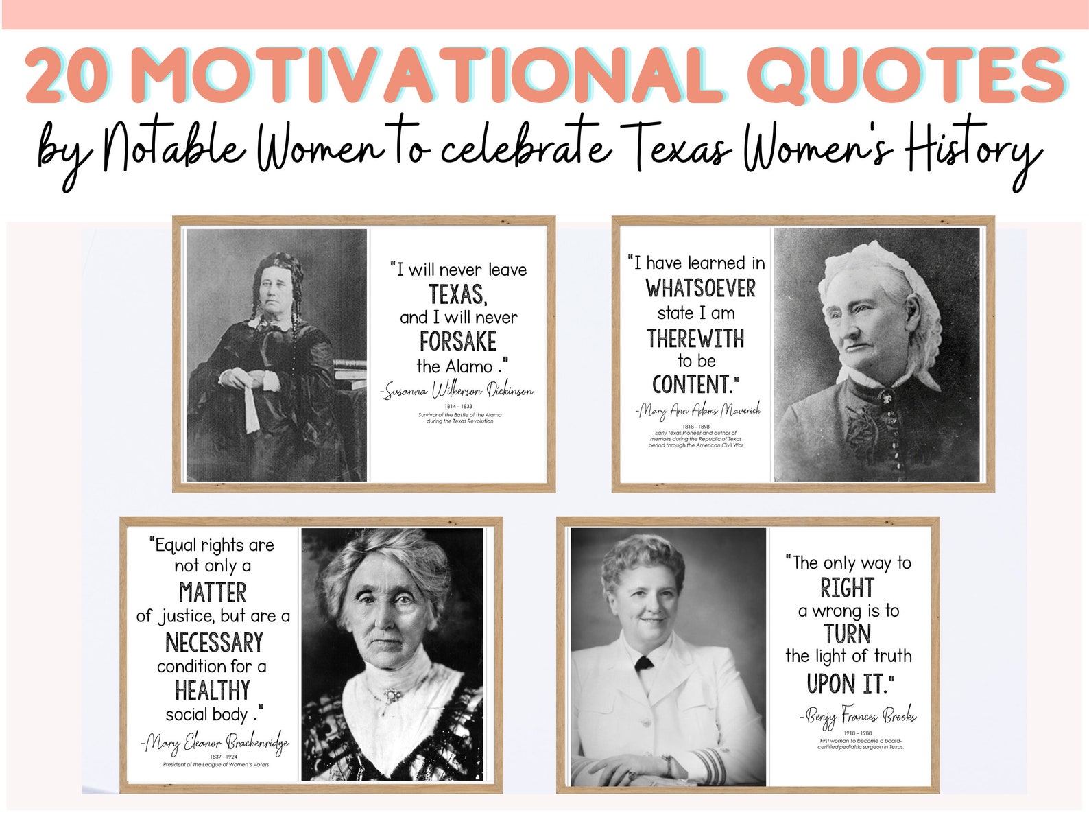 Texas Women's History Month Posters: Inspirational Quotes (digital ...