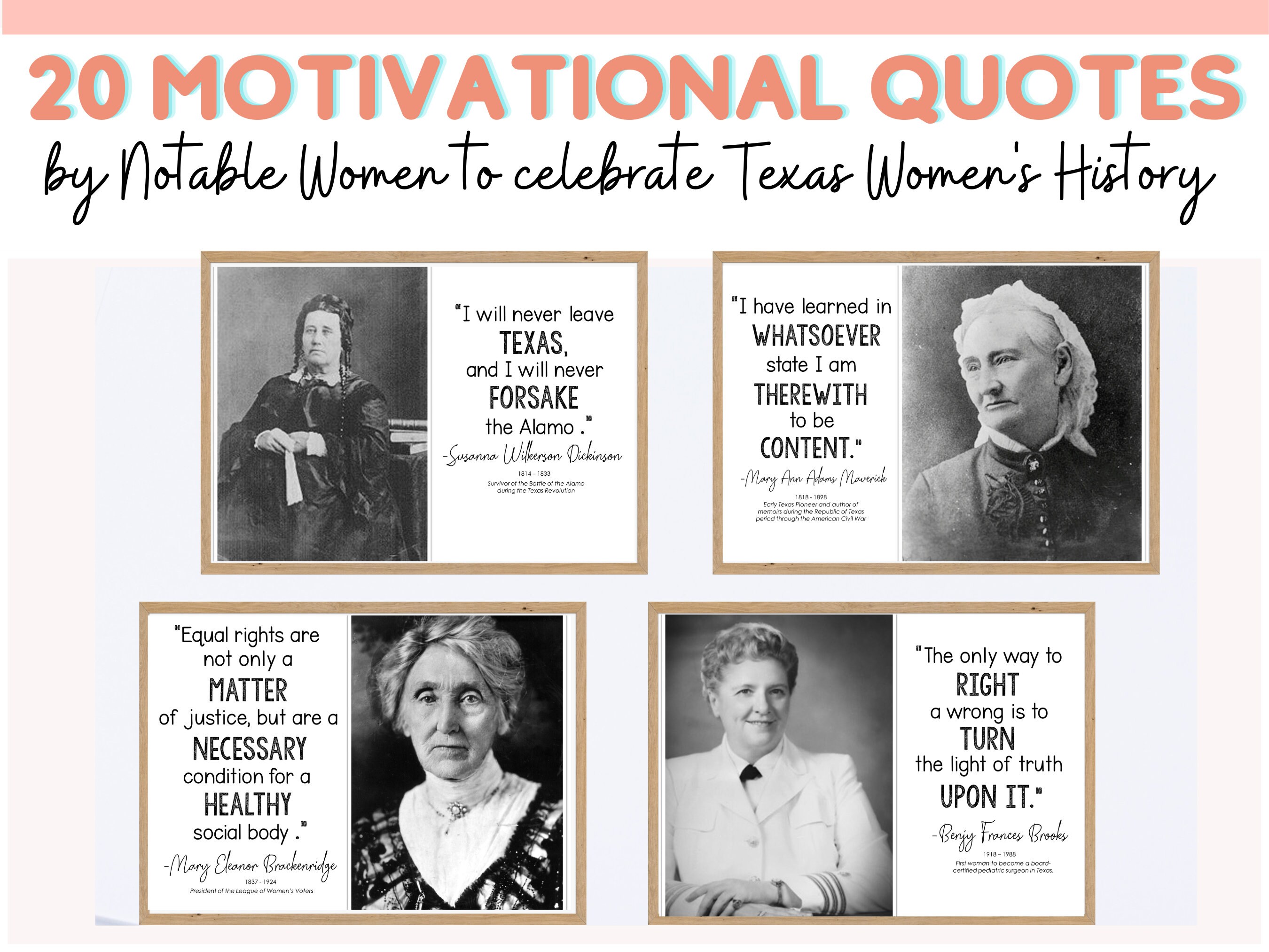 Texas Womens History Month Posters, Bulletin Board, Women in Texas ...