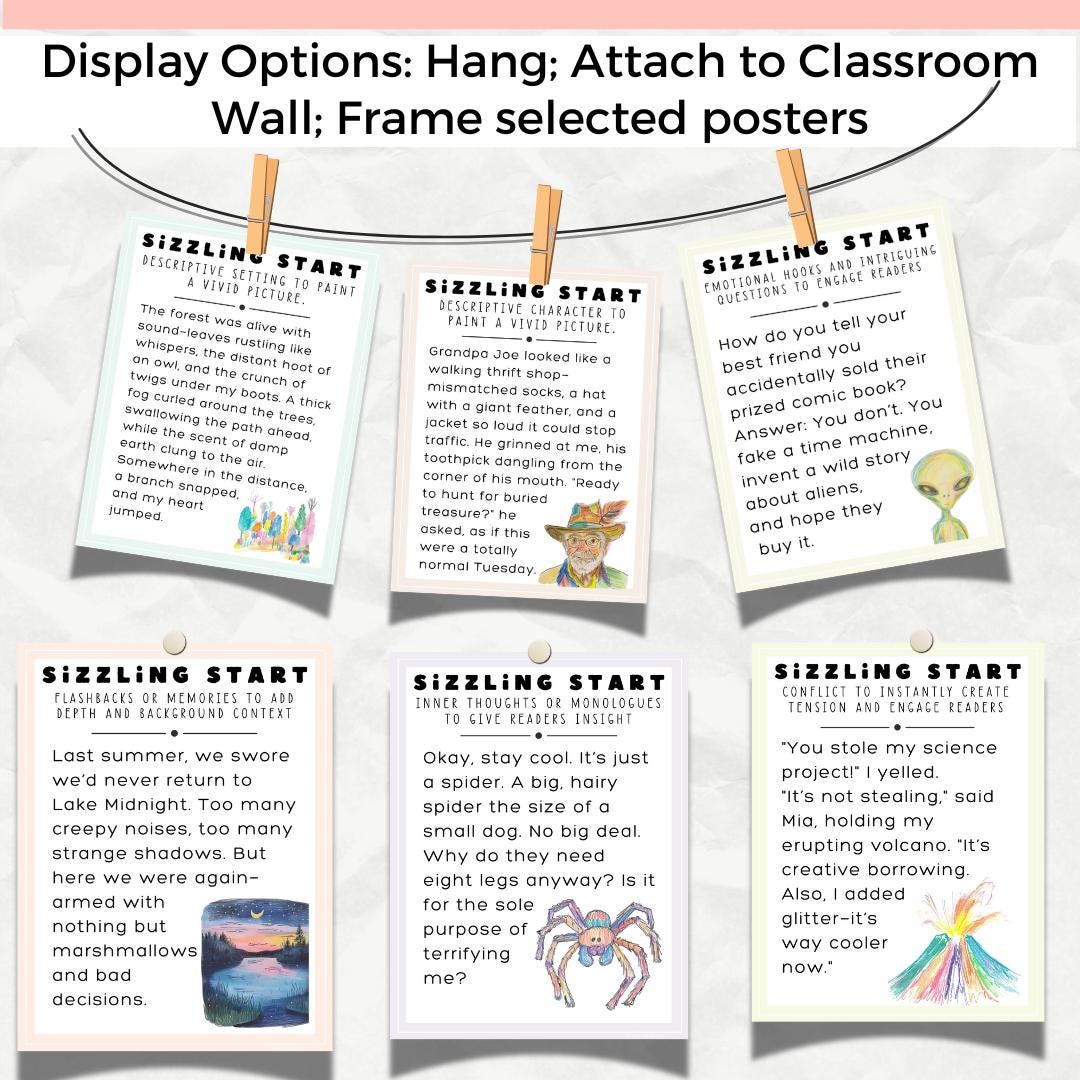 Narrative Writing Posters: Sizzling Starts & Story Openers (PDF) - Etsy