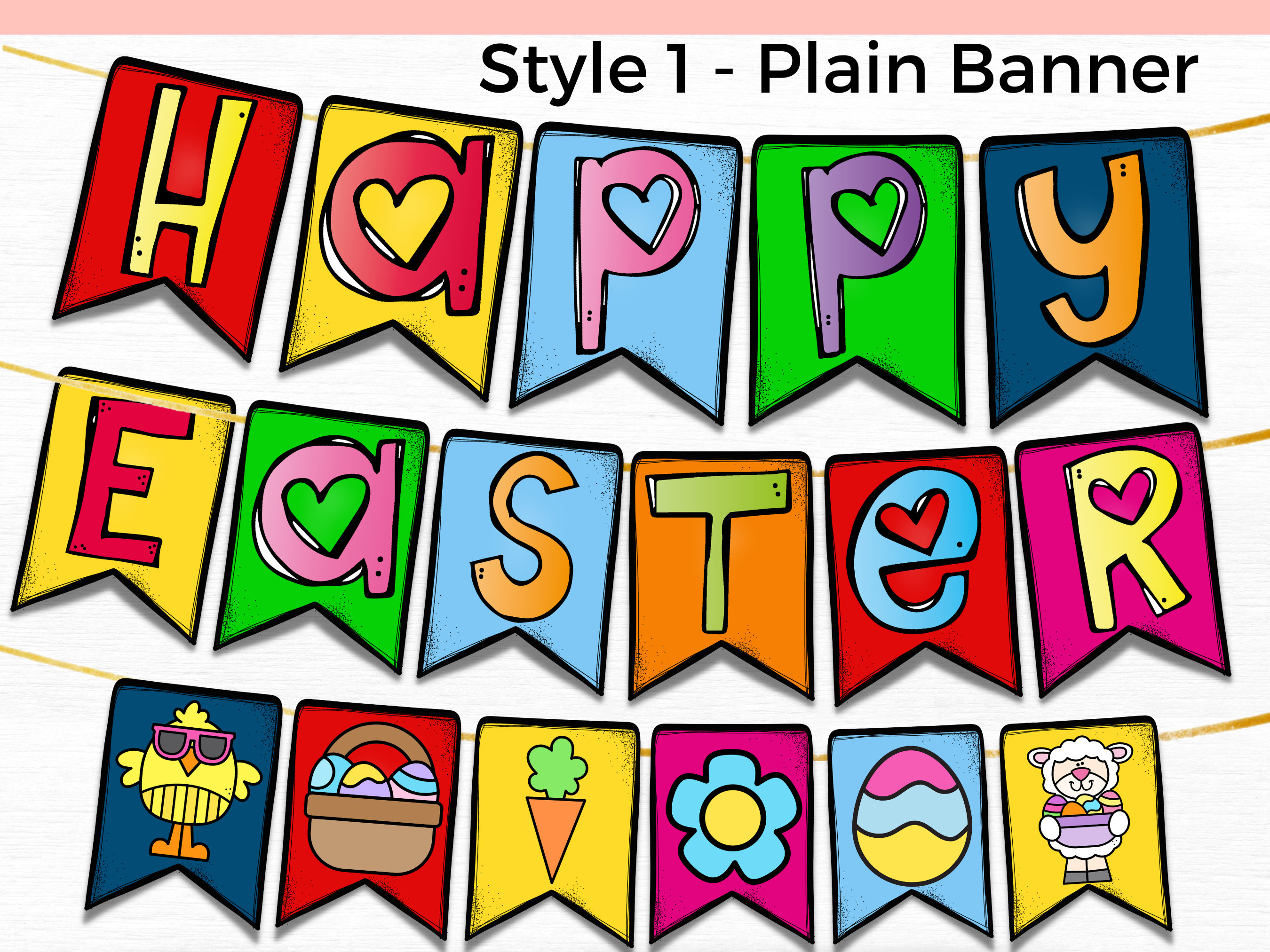 Happy Easter Banner: Printable Spring Bulletin Board Bunting (PDF) - Etsy
