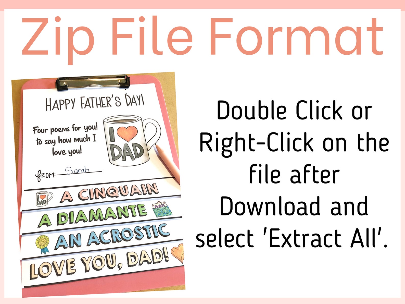 Fathers Day Activity Printable Card, Fathers Day Poem, Fathers Day ...