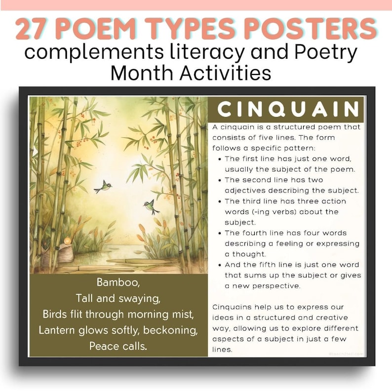 Types of Poems, Types of Poetry, Poetry Decor English Classroom Decor ...