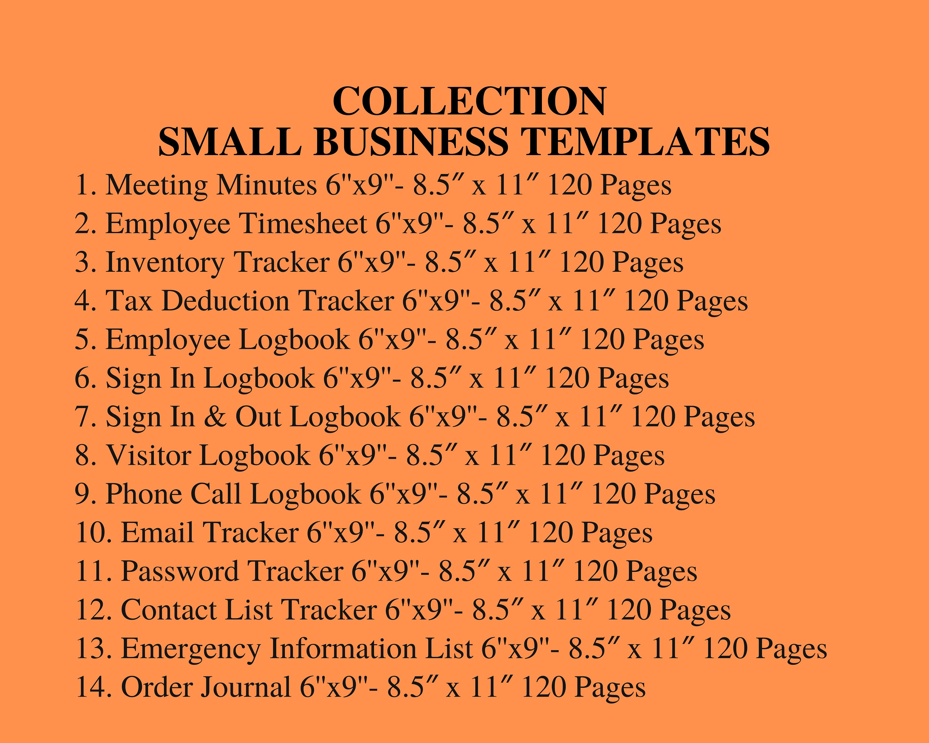 Small Business Templates Printable Journal, Tracker, Logbook & Notebook ...