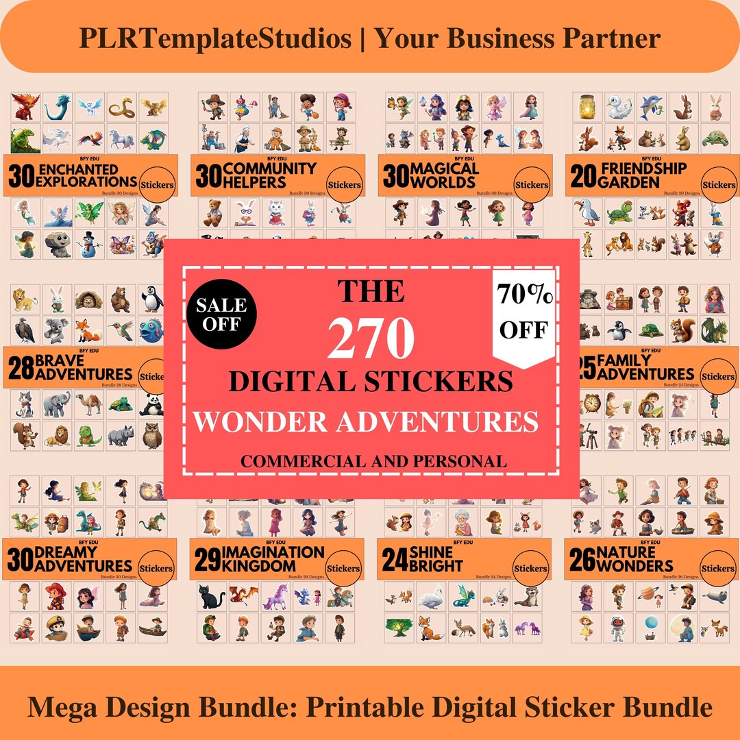 270 Wonder Adventures Stickers | Printable Digital Sticker Bundle | PLR ...