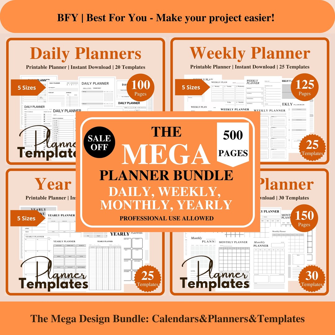 Digital Planner Bundle: Daily, Weekly, Monthly, Yearly Planner ...