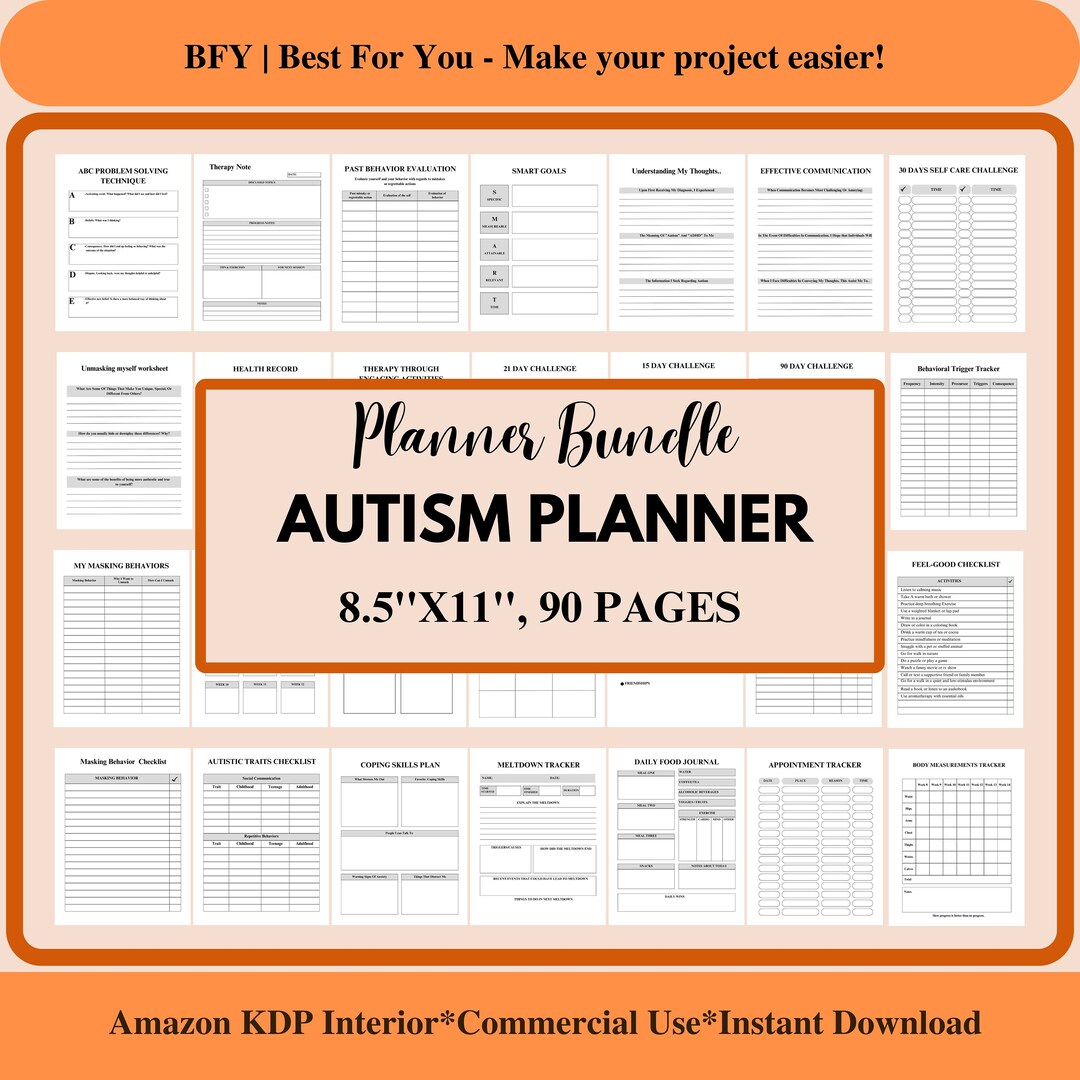Autism Planner Printable | ADHD Journal & Productivity Tracker ...