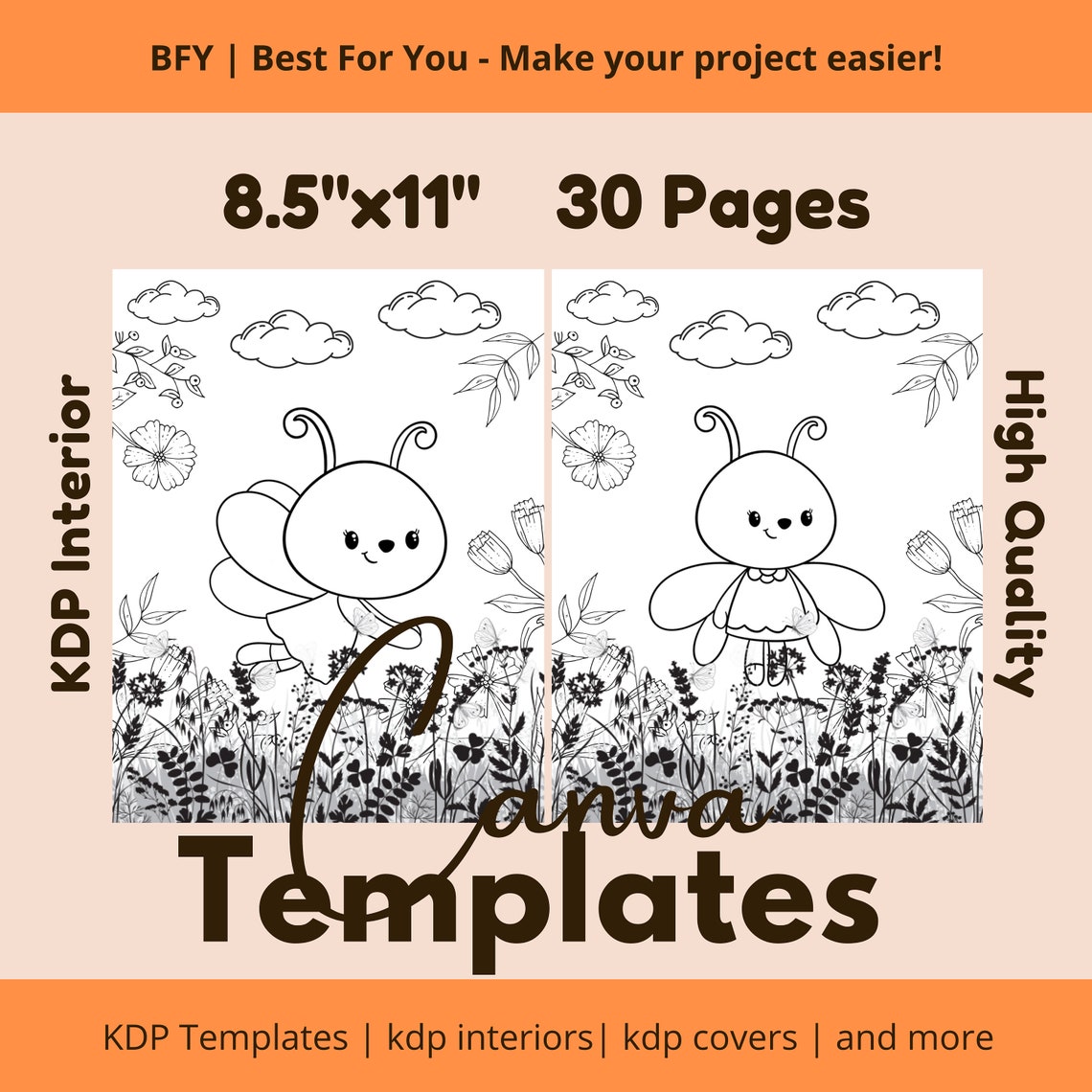 30 Cute Bee Coloring Pages Printable Coloring Pages for Kids 8.5x11 30 ...