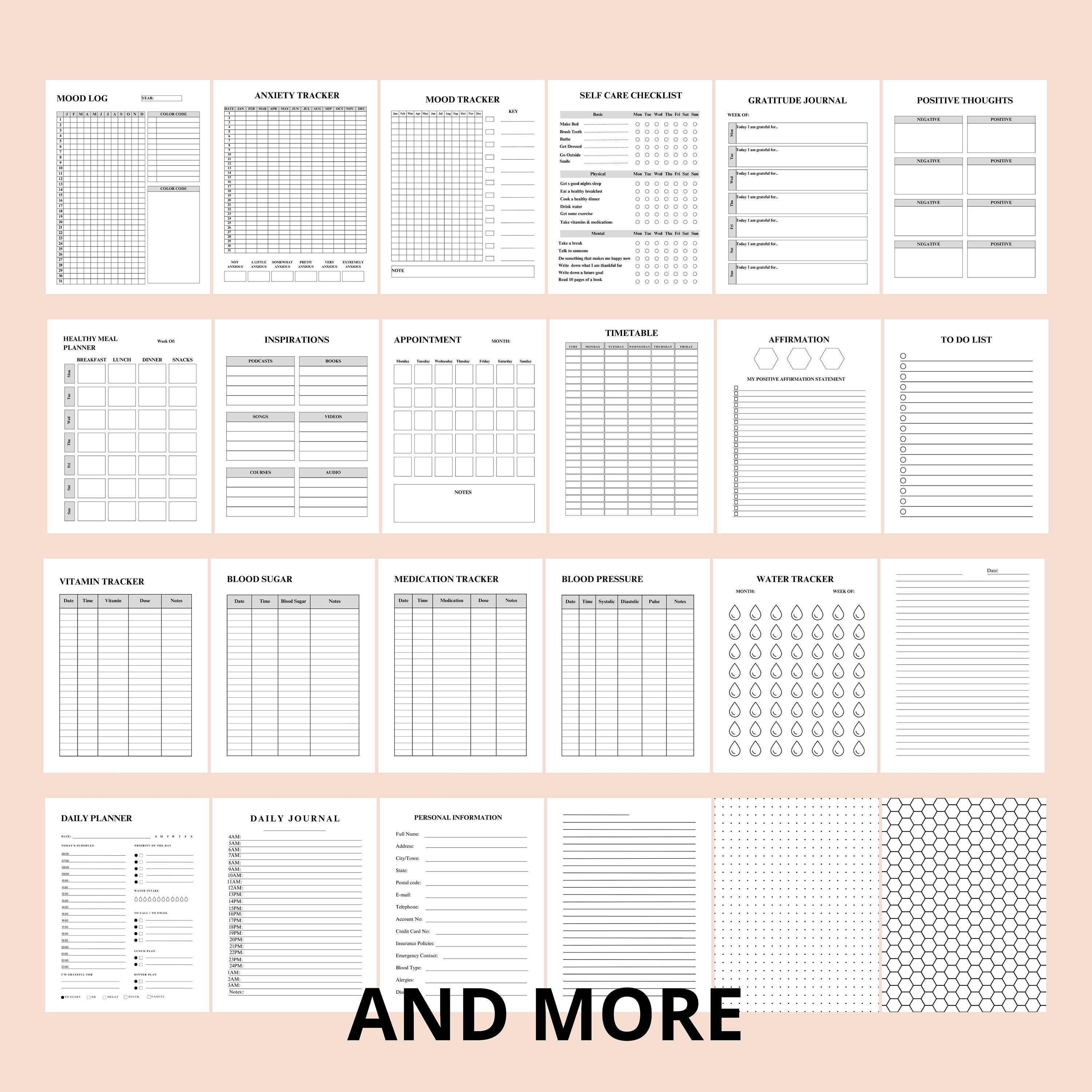 Printable Planner, Printable Mental Health Bundle, Anxiety Journal ...