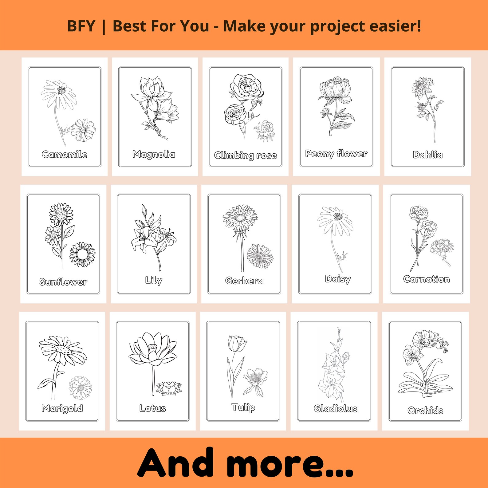 Printable Flowers Coloring Pages for Kids Toddler Coloring Book 8.5x11 ...
