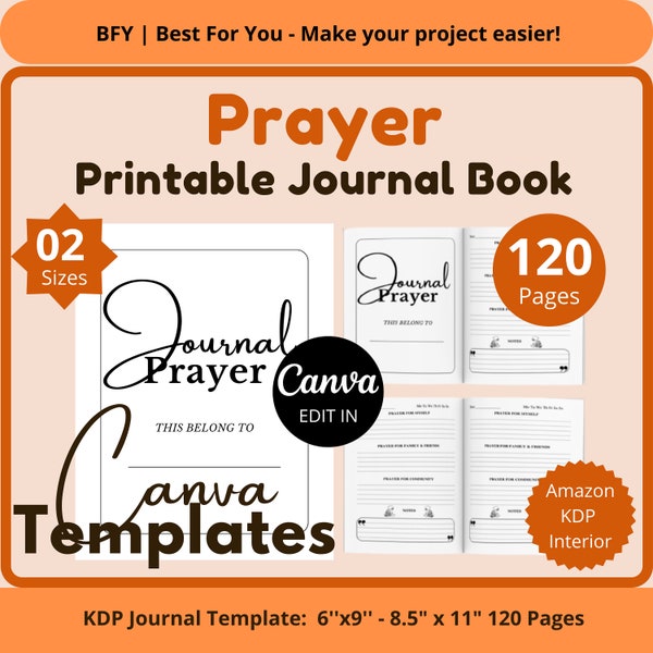 2 Printable Daily Gratitude Journal Amazon KDP Interior Templates 6''x9 ...