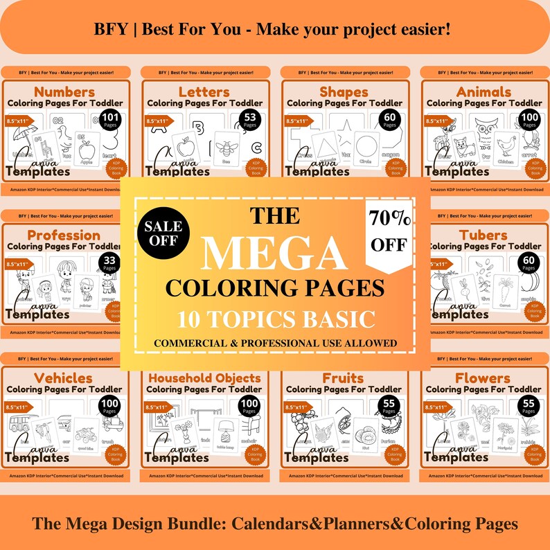 The Mega Design Bundle Coloring Pages Printable Basic Coloring Book for ...