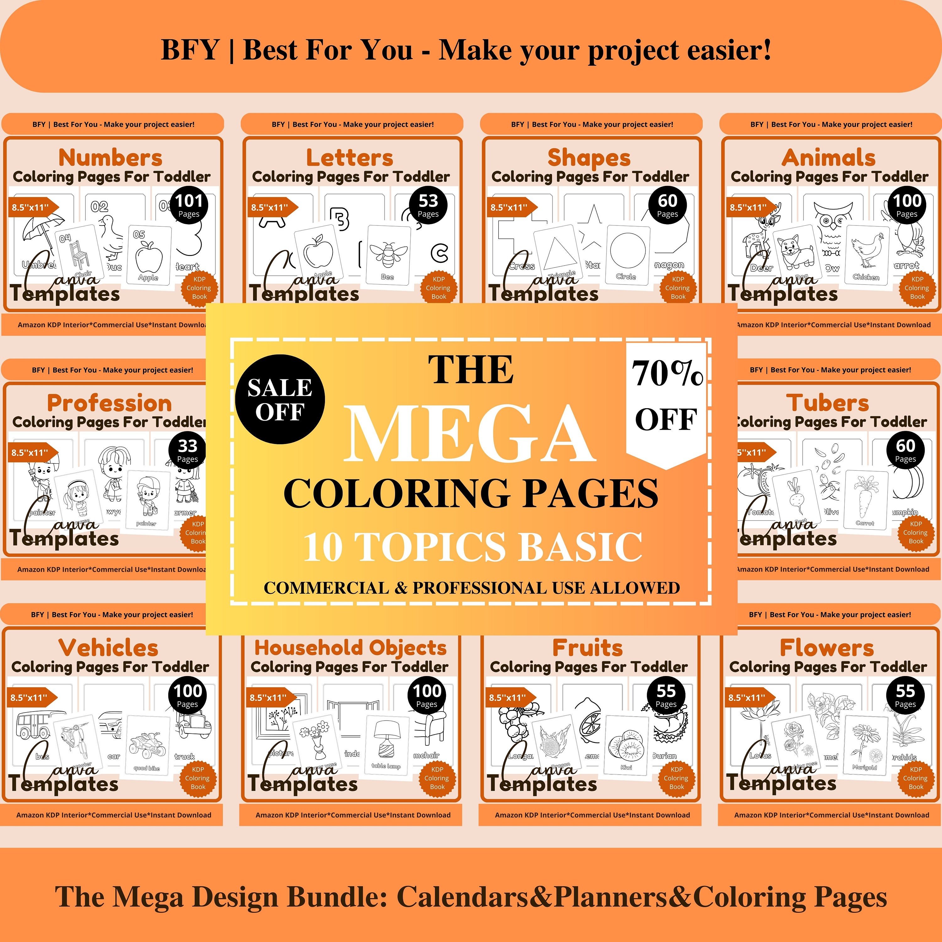 The Mega Design Bundle Coloring Pages Printable Basic Coloring Book for ...