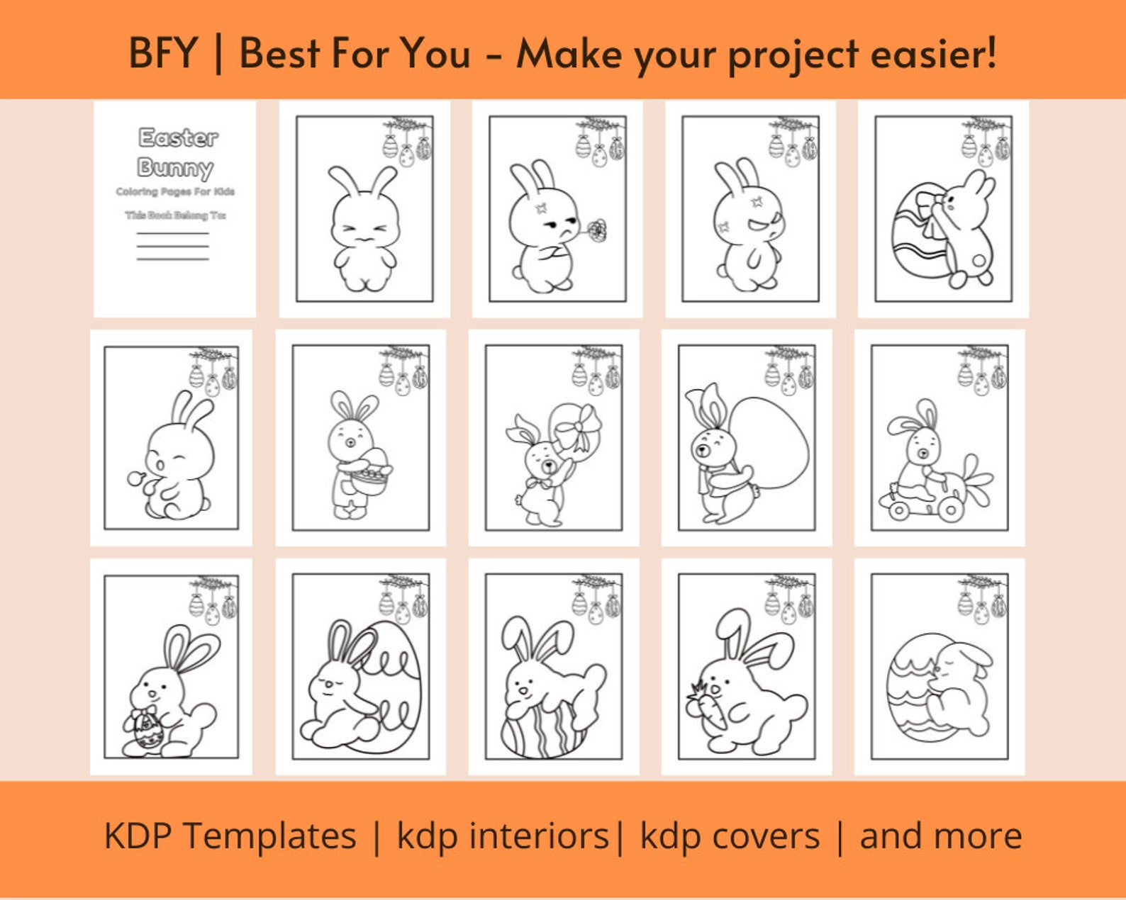 Easter Bunny Coloring Pages for Kids 8.5x11 60 Pages Free - Etsy