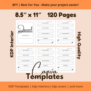 2 Printable Mindfulness Journal Amazon KDP Interior Templates 6''x9'' 8 ...