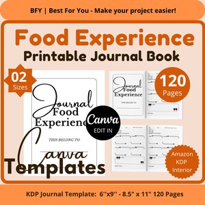 2 Food Experience Journal Amazon KDP Interior Template 6''x9'' 8.5x11 ...