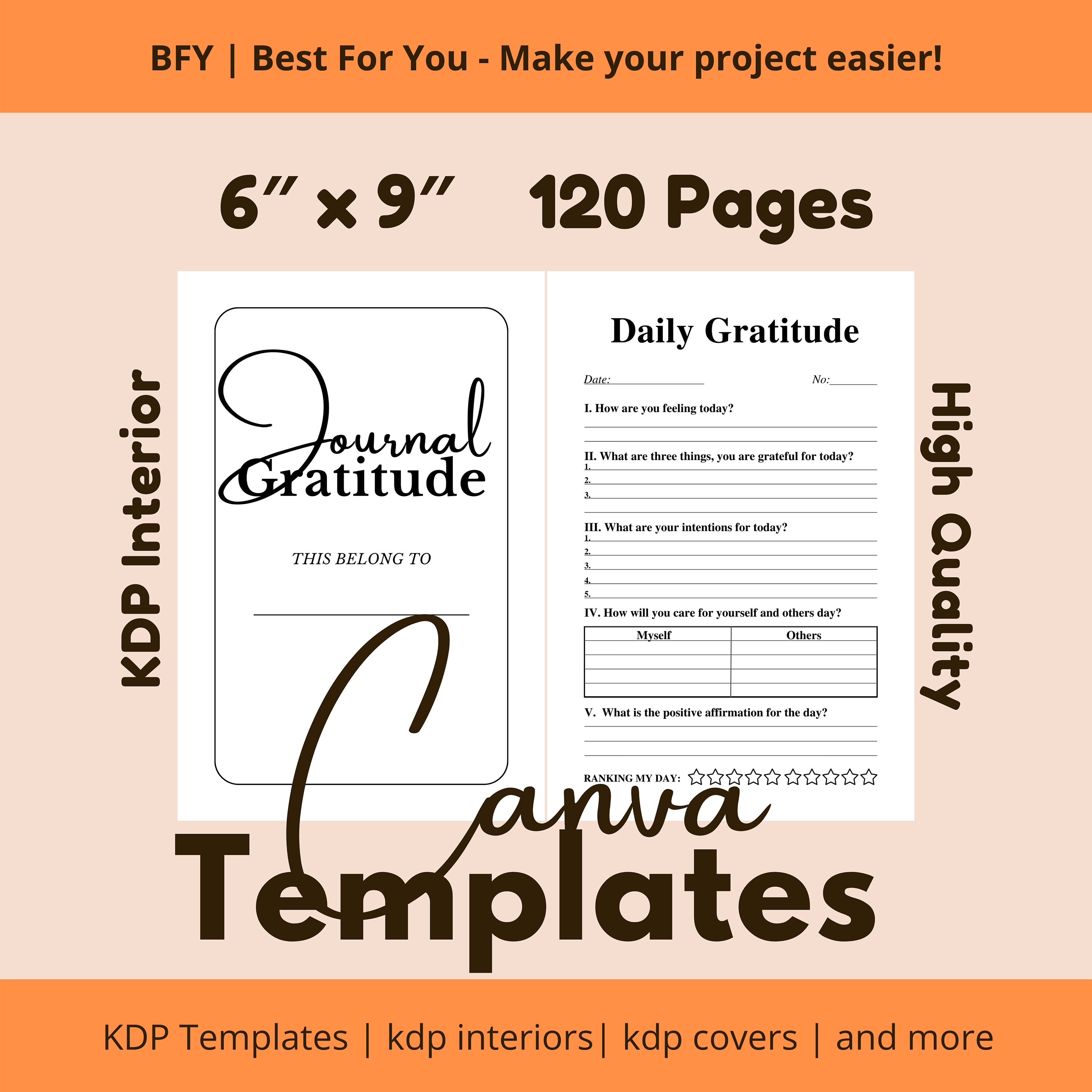 2 Printable Daily Gratitude Journal Amazon KDP Interior - Etsy