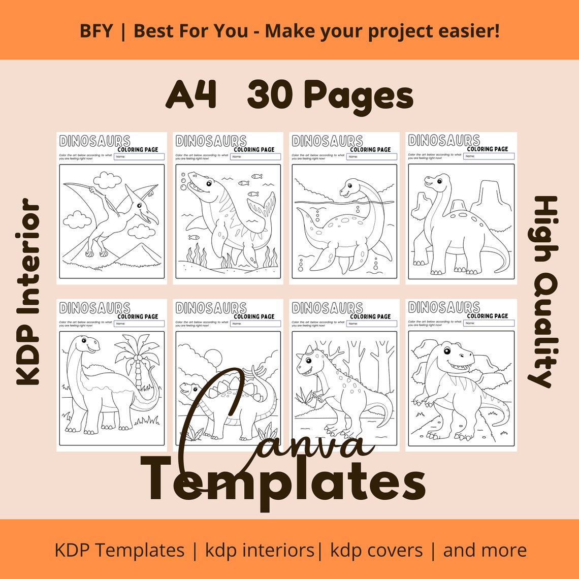 30 Dinosaurs Coloring, Cute Dinosaur Pages Printable Digital Coloring ...