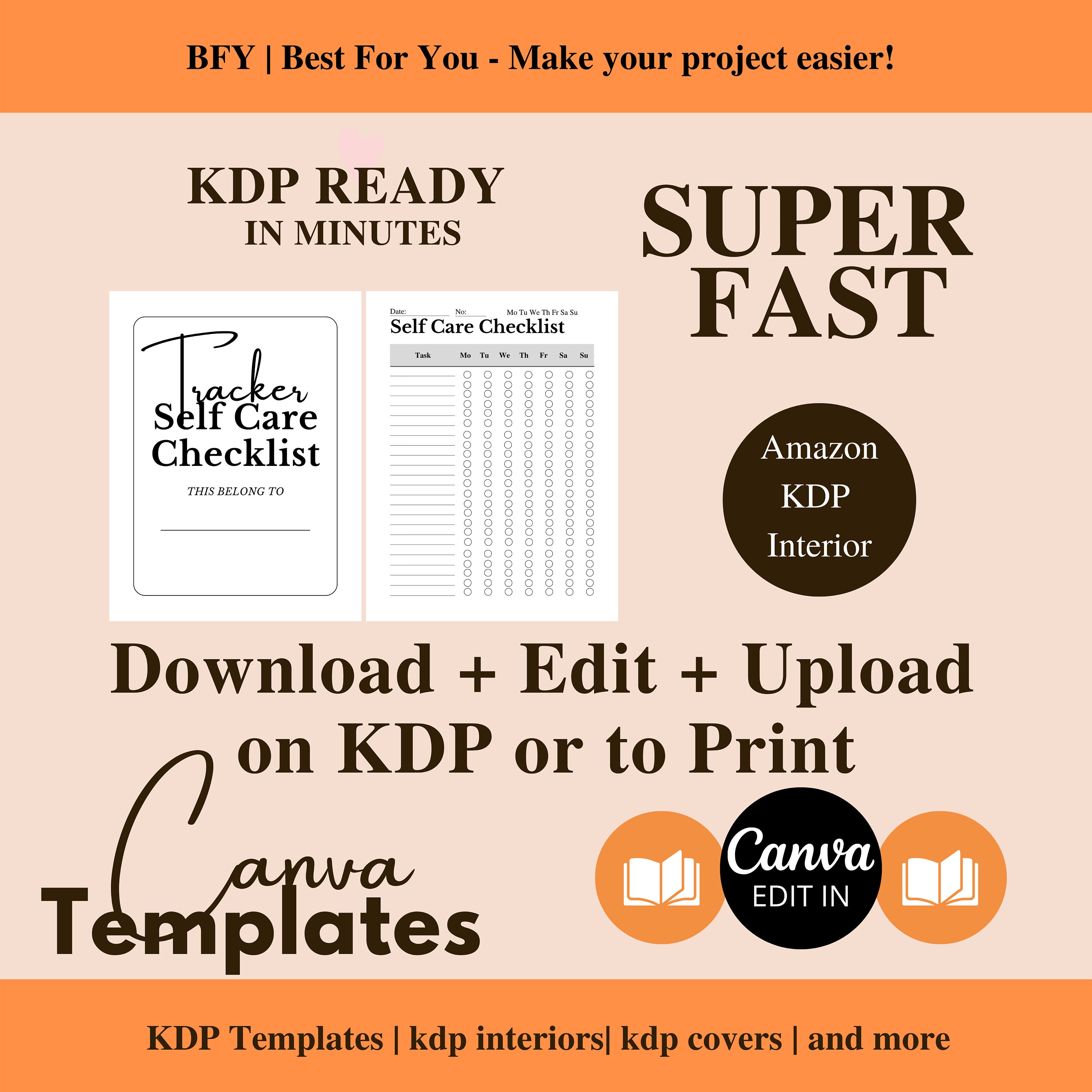 2 Self Care Checklist Tracker Amazon KDP Interior Template 6''x9'' 8 ...