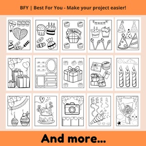 Happy Birthday Coloring Pages Printable Holiday Coloring Book 8.5x11 60 ...