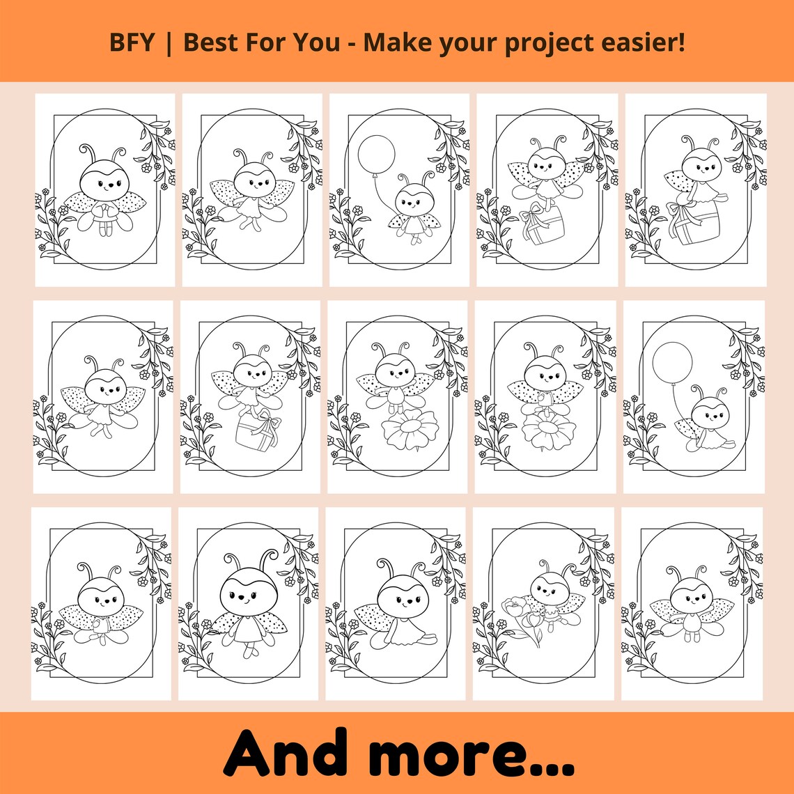 25 Cute Ladybug Coloring Pages Printable Coloring Pages for Kids 8.5x11 ...