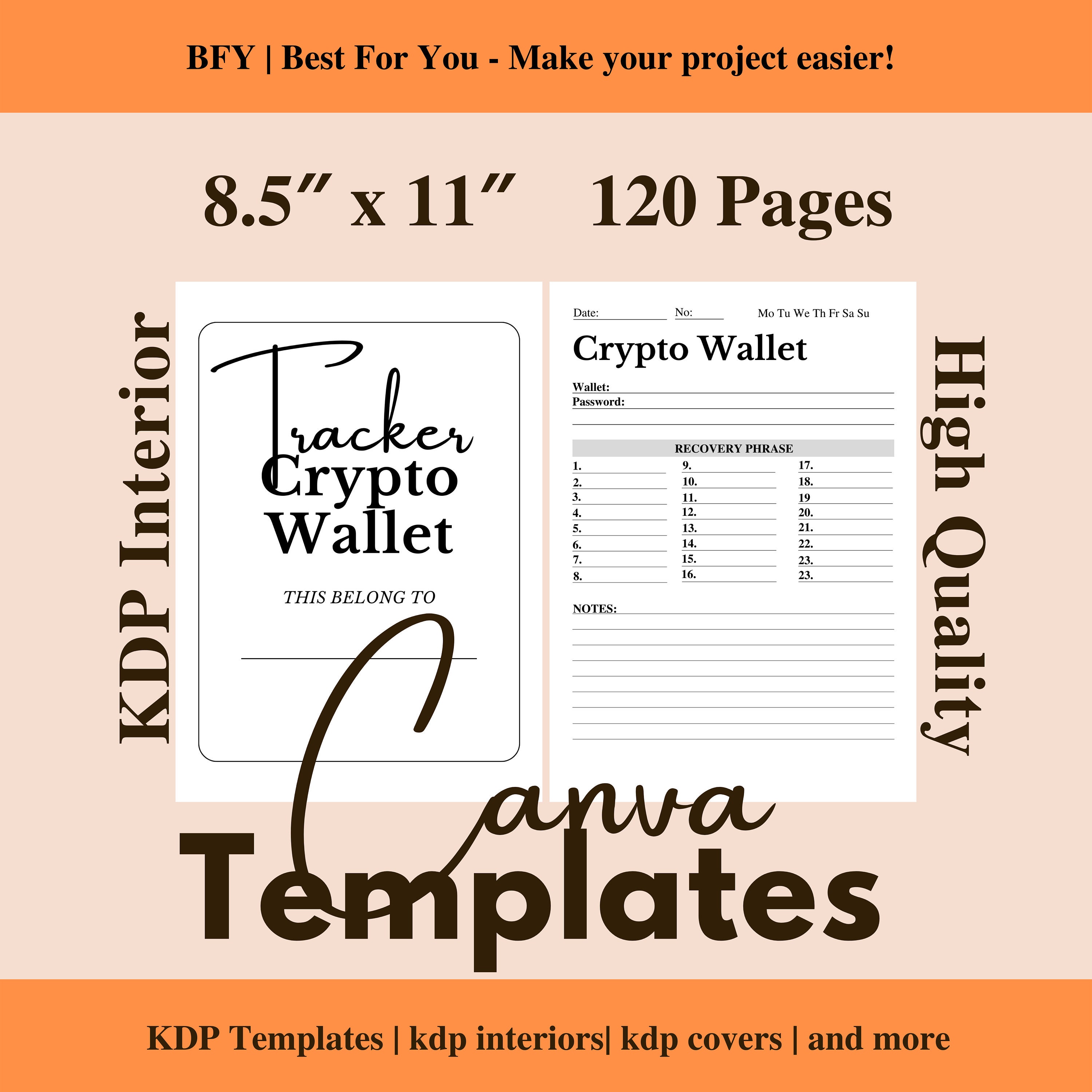 2 Printable Crypto Password Keeper, Crypto Wallet Tracker Amazon KDP ...