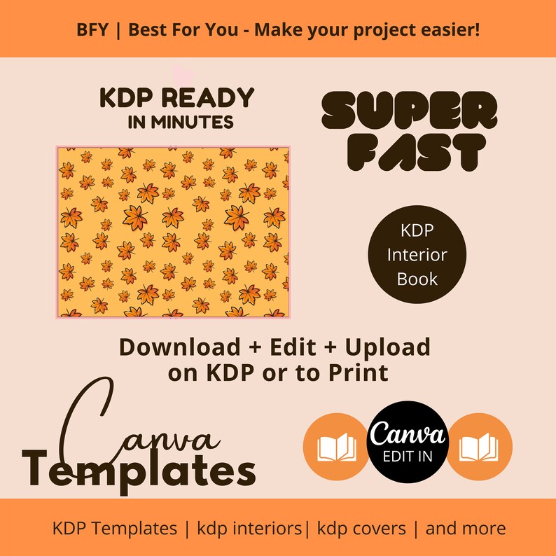 Leaves Book Cover Templates KDP High Quality Book Cover - Etsy