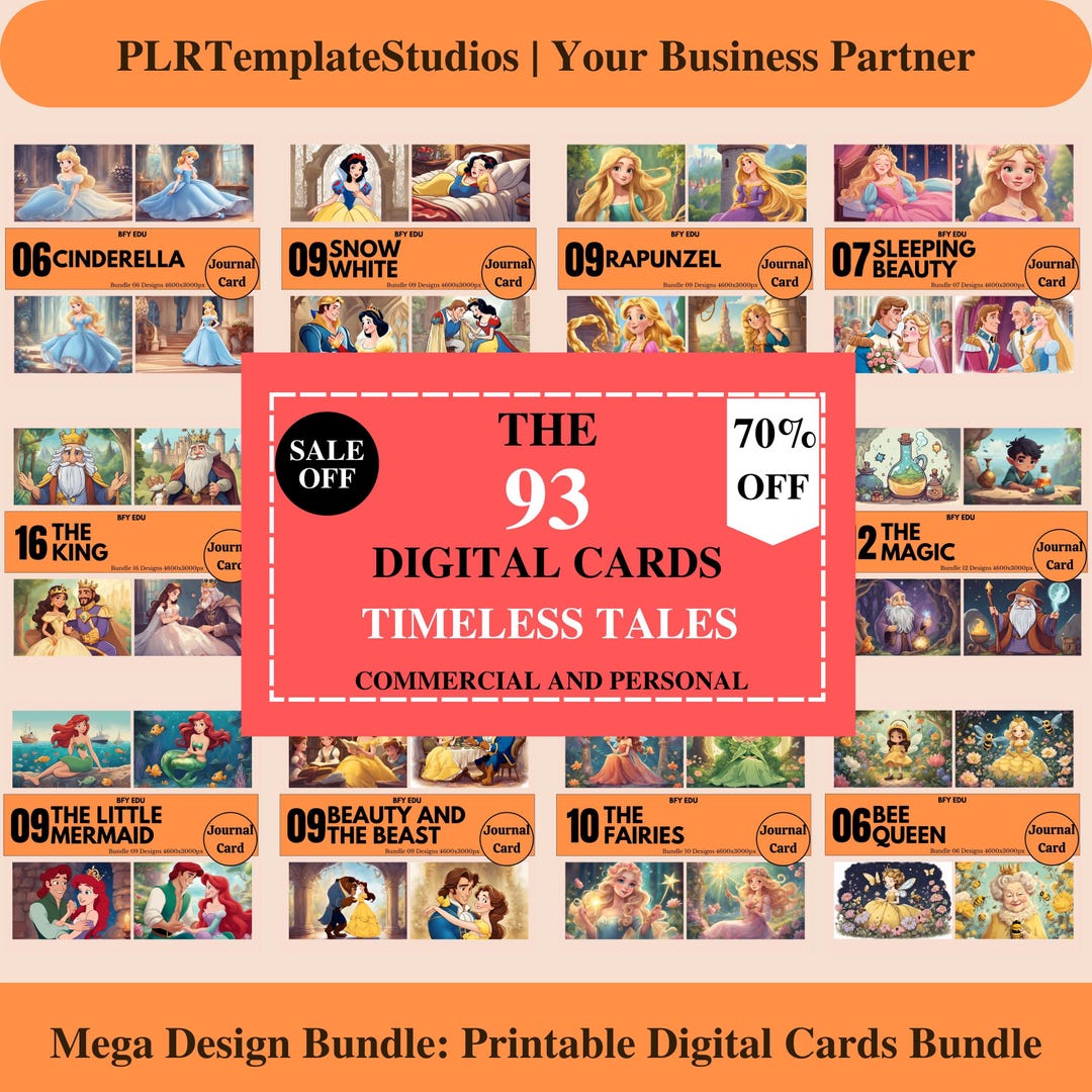 93 Timeless Tales Cards | Printable Digital Journal Cards | PLR License ...