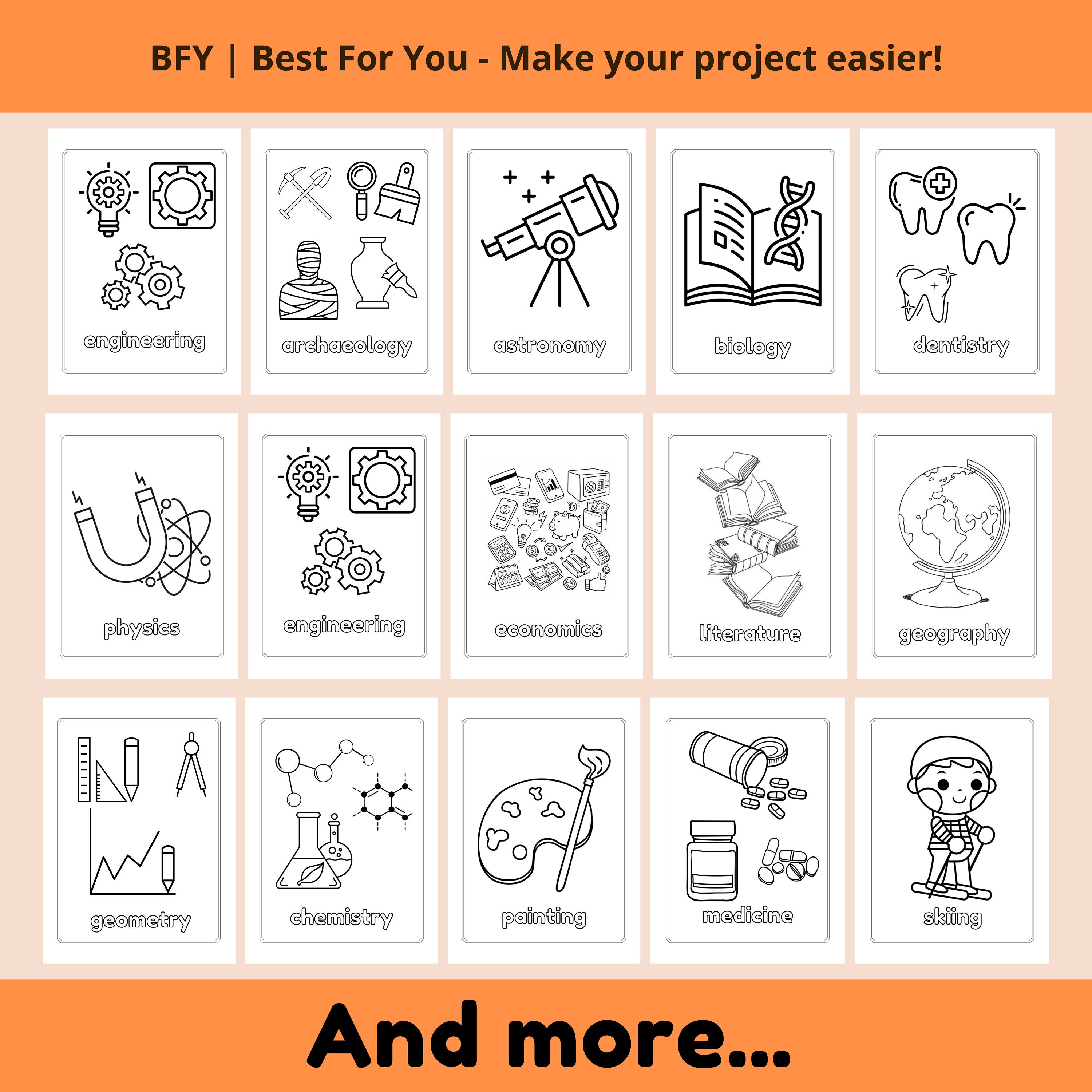 Printable Subjects Coloring Pages Toddler Coloring Book - Etsy