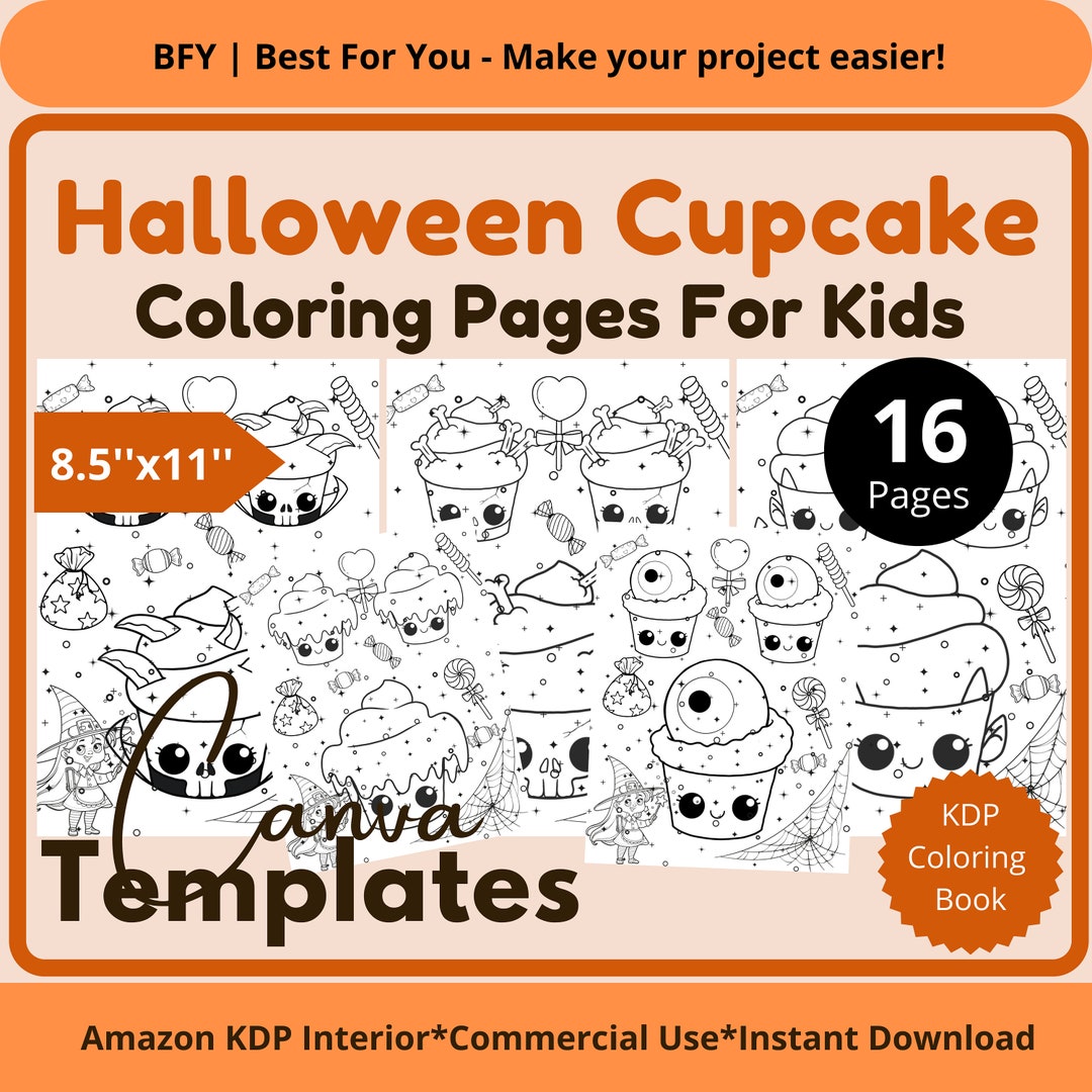 16 Halloween Cupcake Coloring Pages Printable Coloring Pages for Kids 8 ...