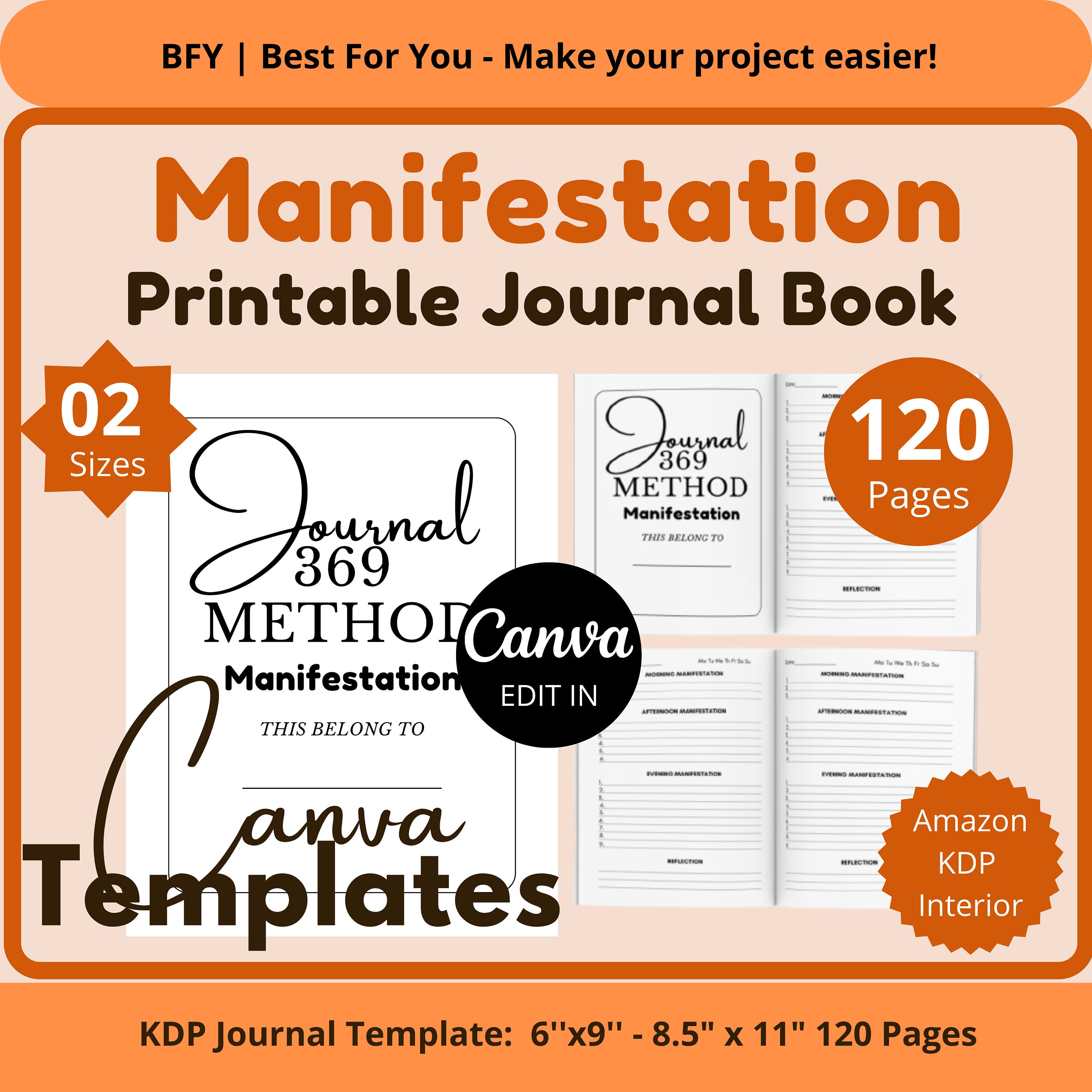 2 Printable 369 Manifestation Journal Amazon KDP Interior Templates 6 ...