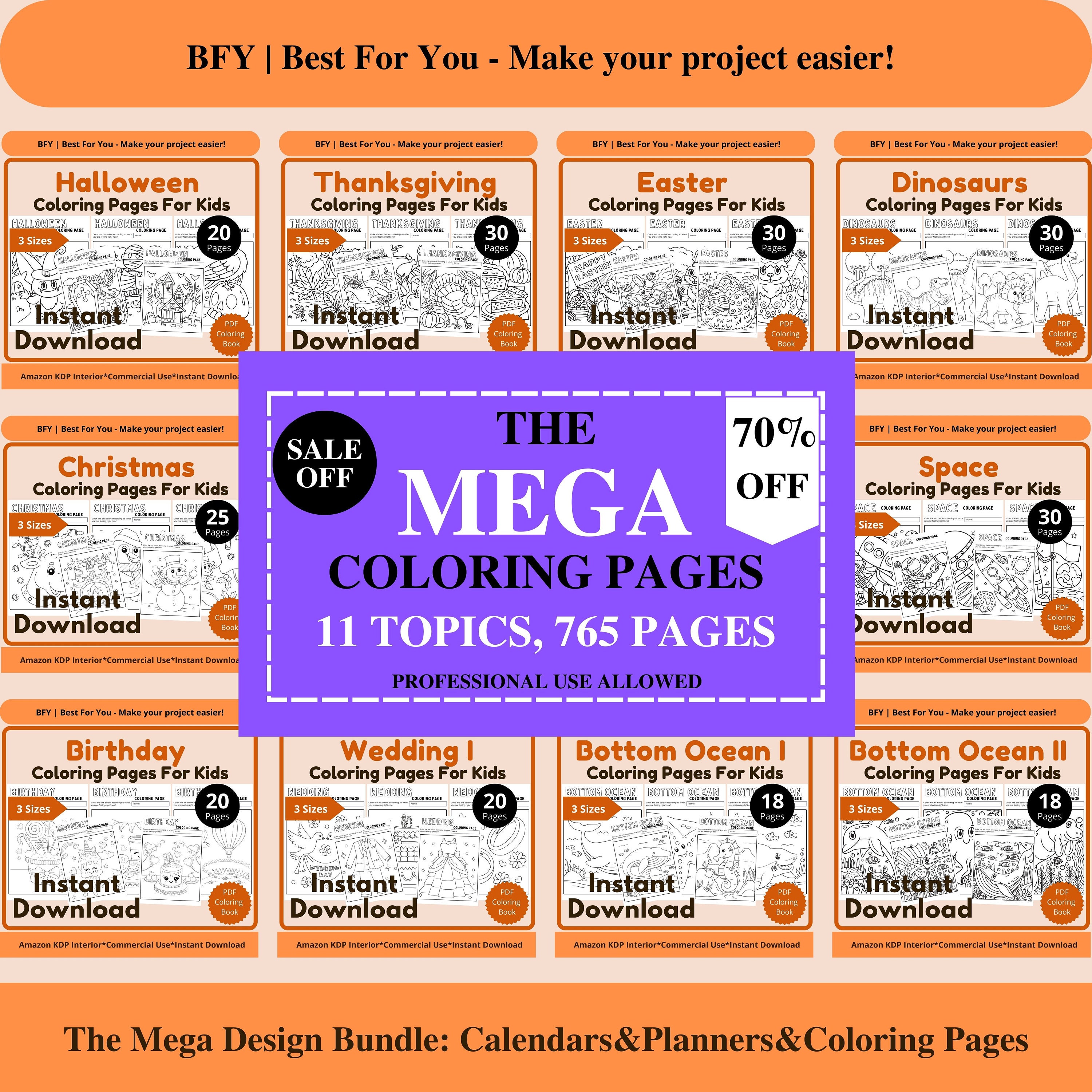 The Mega Design Bundle Coloring Pages Digital Coloring Pages - Etsy