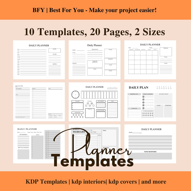 Undated Daily Planner Printable Landscape Daily Planner Day - Etsy