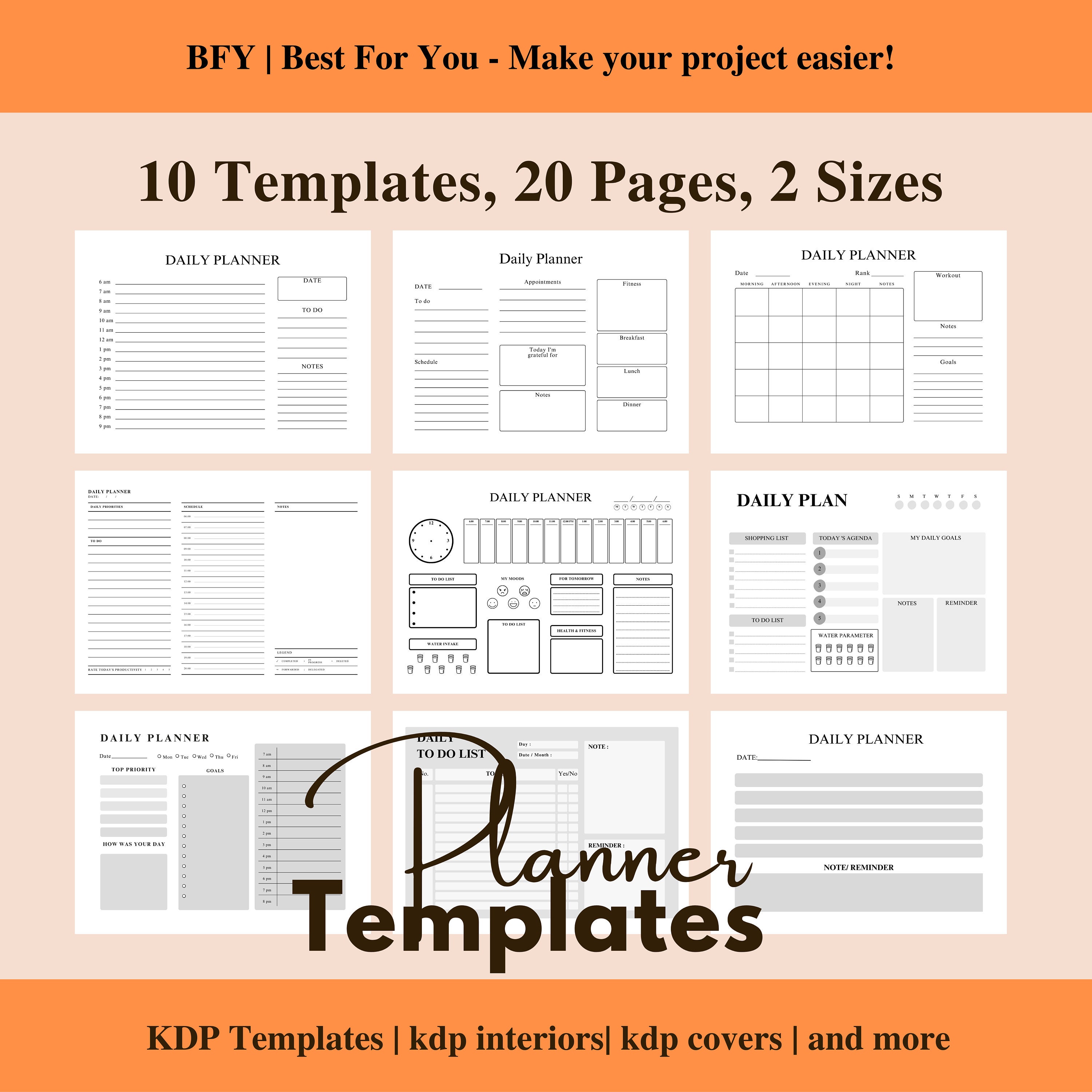 Undated Daily Planner Printable Landscape Daily Planner Day - Etsy