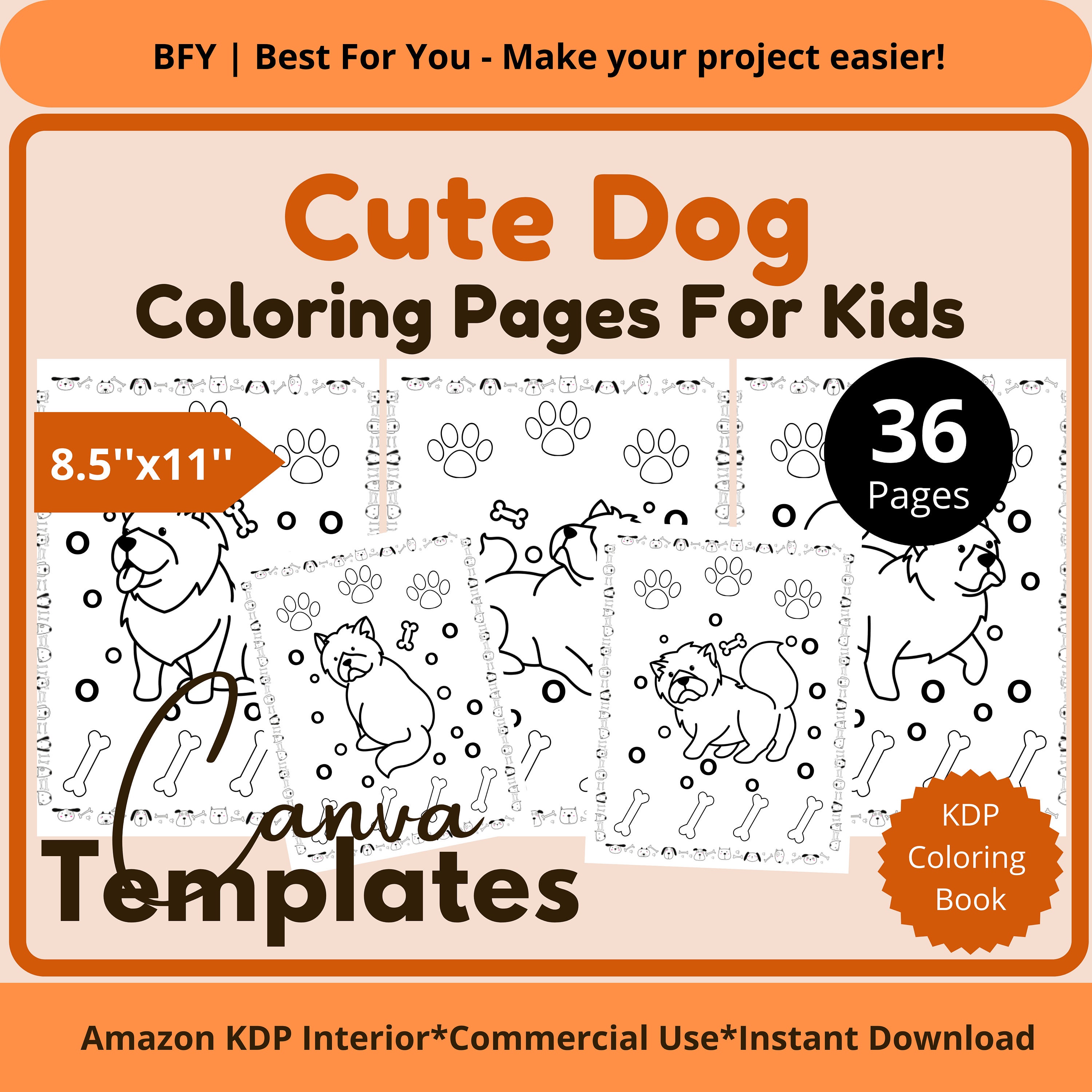 36 Cute Dog Coloring Pages Printable Coloring Pages for Kids 8.5x11 36 ...