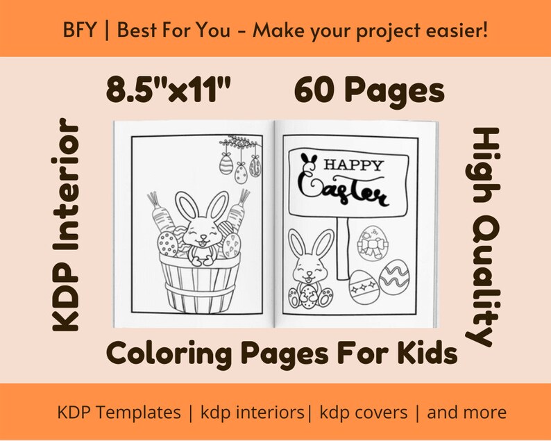 Easter Bunny Coloring Pages for Kids 8.5x11 60 Pages Free - Etsy