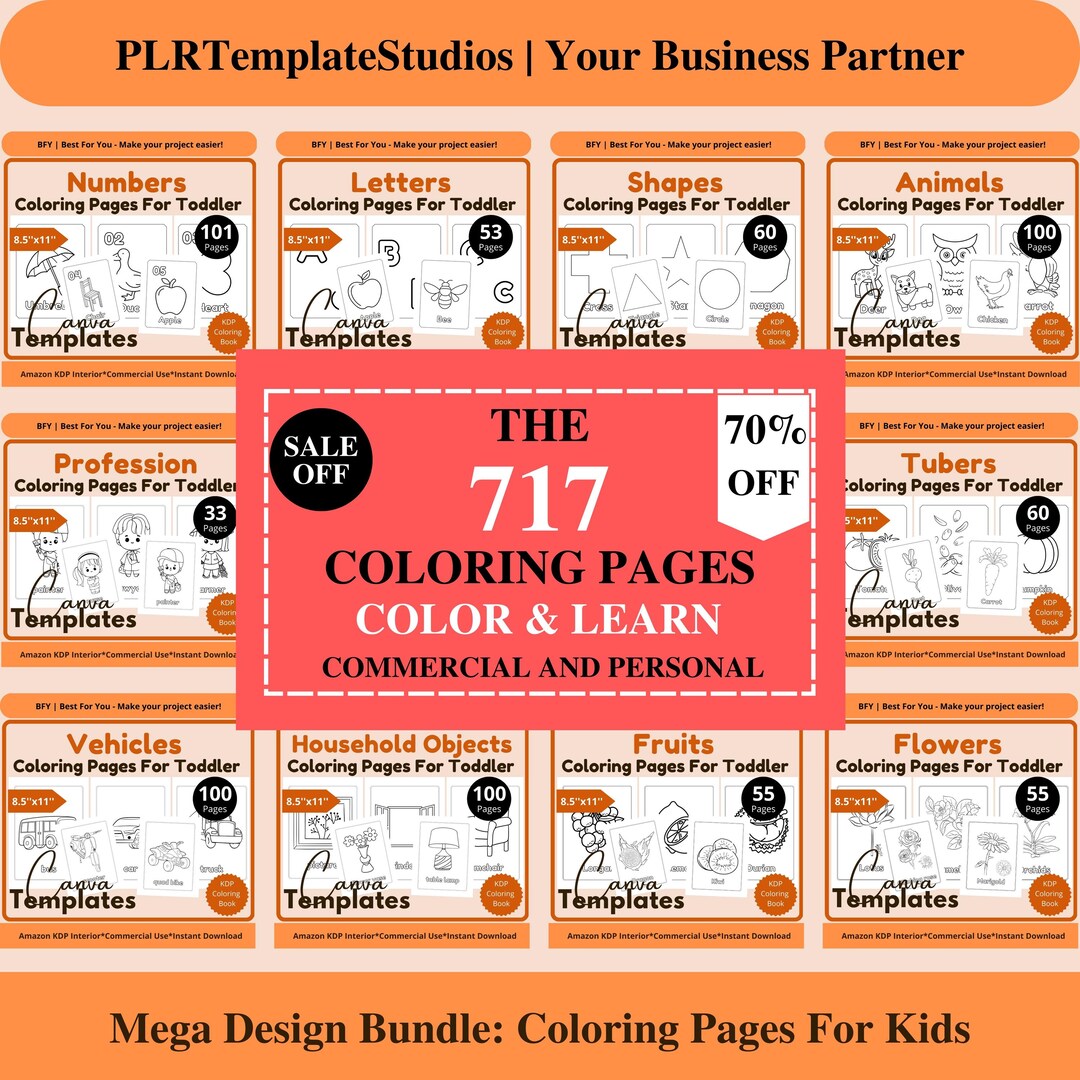 717 Printable Pages, 10 Topics 8.5''x11'' Color & Learn | Mega Bundle ...