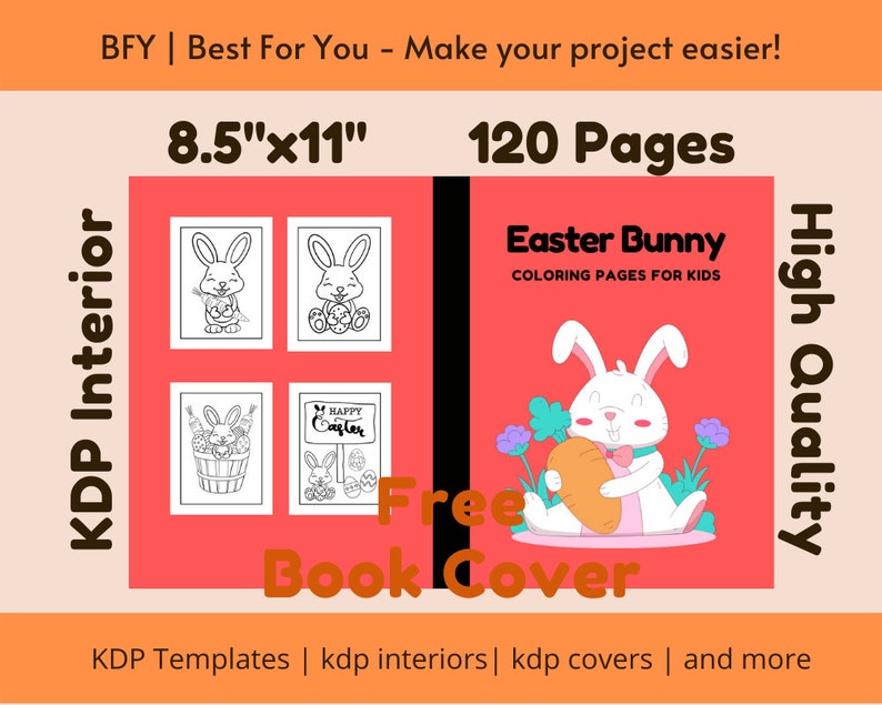 Easter Bunny Coloring Pages for Kids 8.5x11 60 Pages Free - Etsy