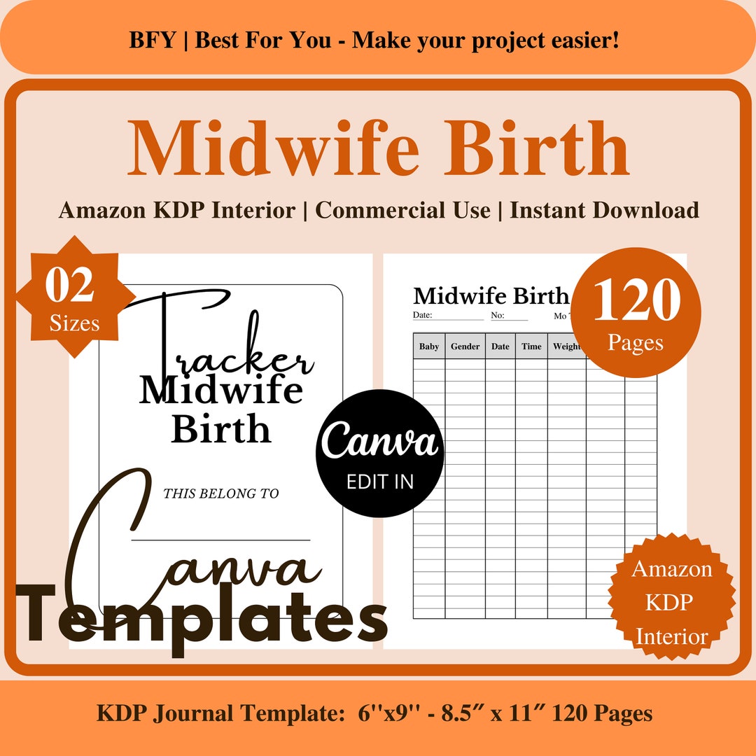 2 Midwife Birth Tracker Printable Amazon KDP Interior - Etsy