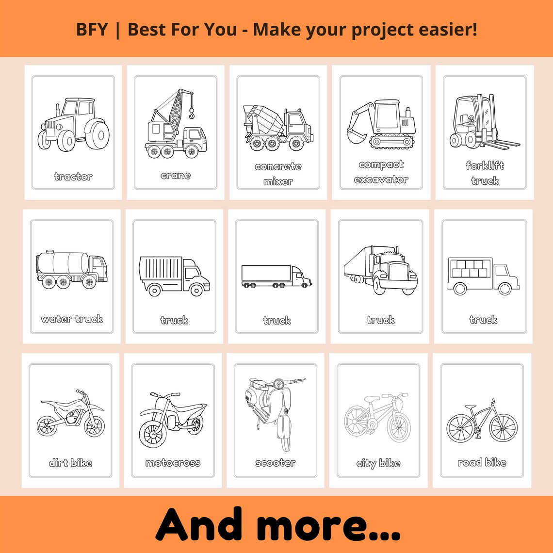 Printable Vehicles Coloring Pages Toddler Coloring Book - Etsy