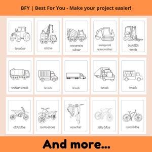 Printable Vehicles Coloring Pages Toddler Coloring Book - Etsy Australia