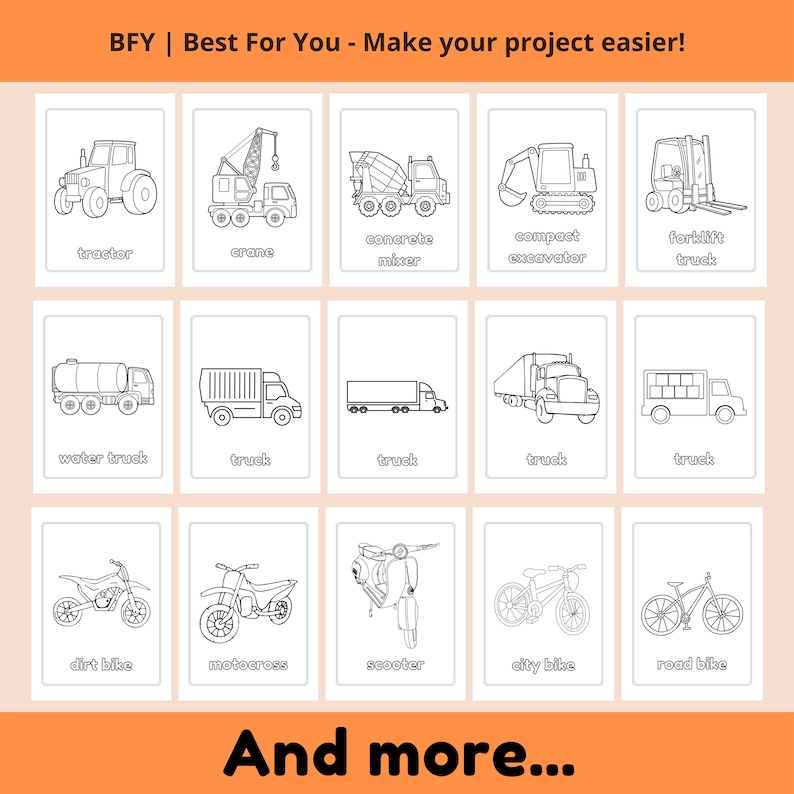 Printable Vehicles Coloring Pages for Kidstoddler Coloring - Etsy