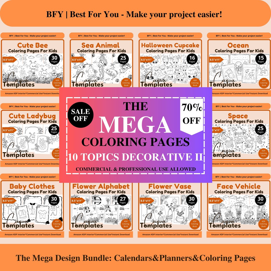 The Mega Design Bundle Coloring Pages Printable Decorative II Coloring ...