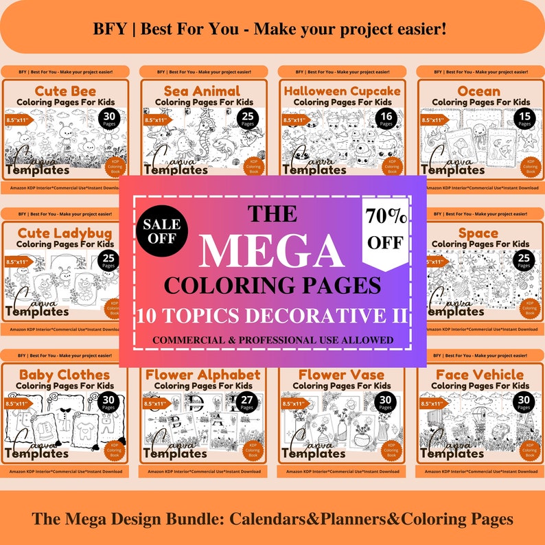 The Mega Design Bundle Coloring Pages Printable Decorative II Coloring ...