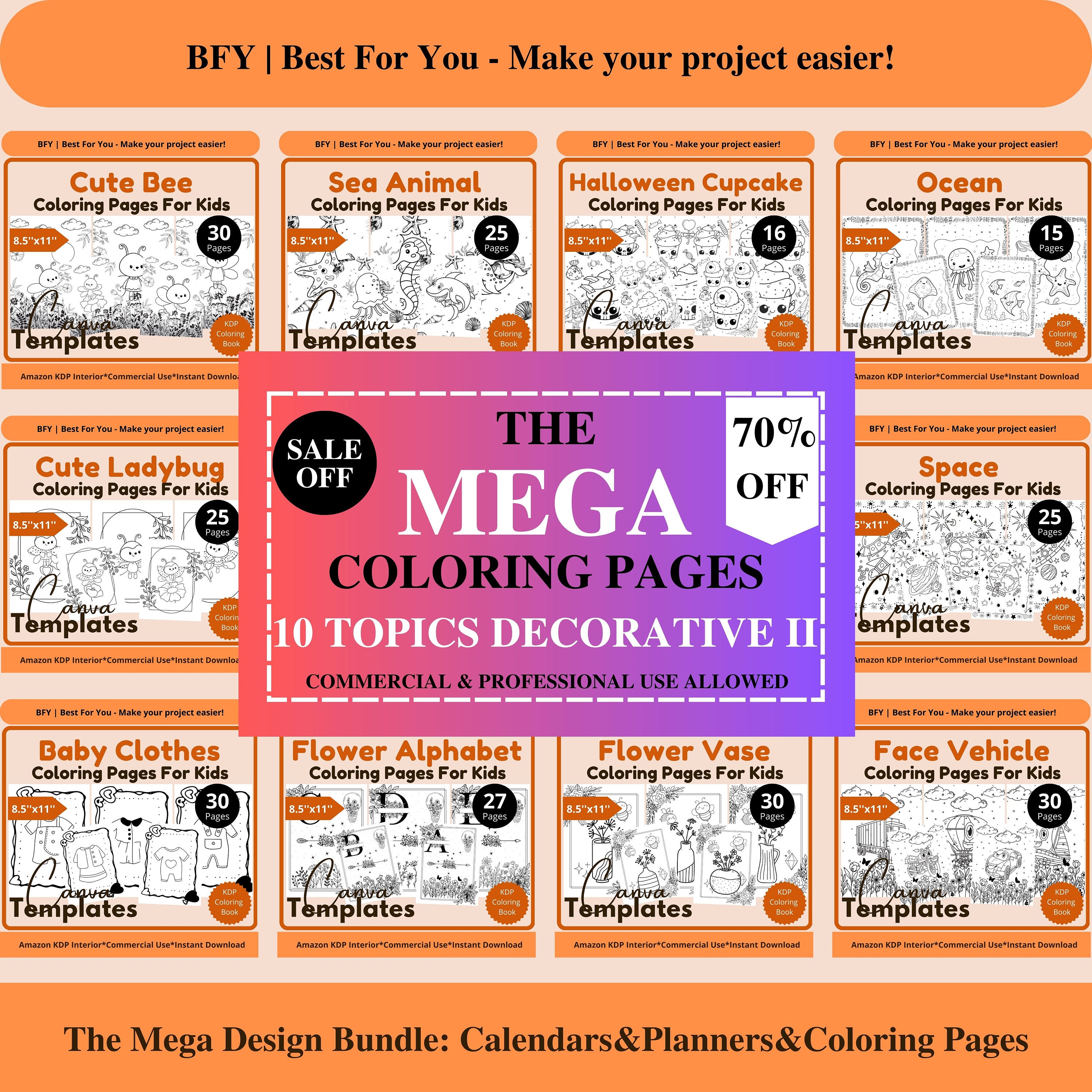 The Mega Design Bundle Coloring Pages Printable Decorative II Coloring ...