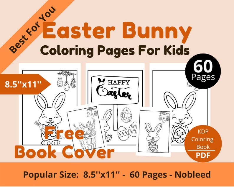 Easter Bunny Coloring Pages for Kids 8.5x11 60 Pages Free - Etsy