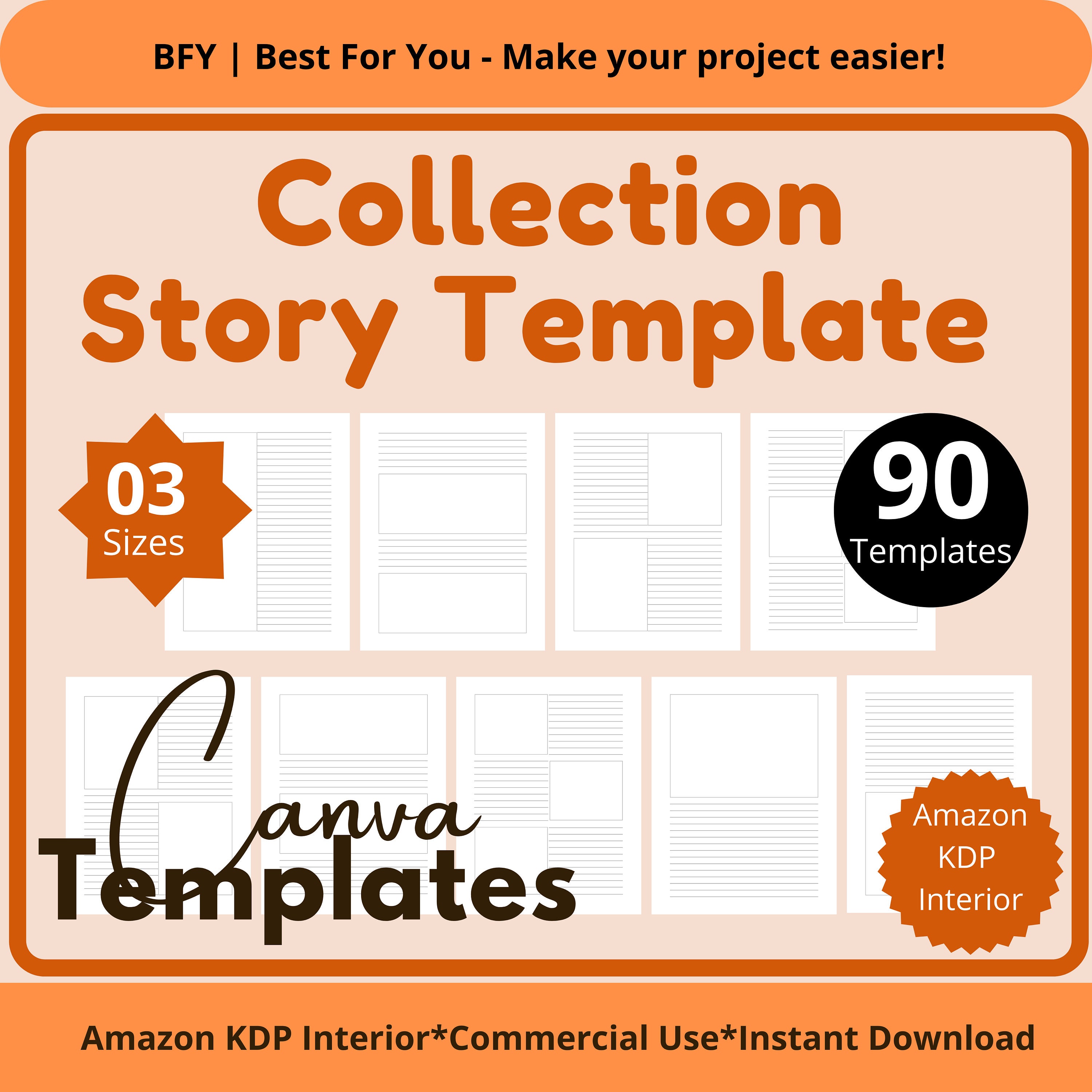 90 Story Templates Printable Amazon KDP Interiors Bundle 5.5''x8.5''6 ...