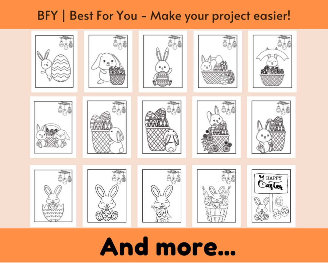 Easter Bunny Coloring Pages for Kids 8.5x11 60 Pages Free - Etsy