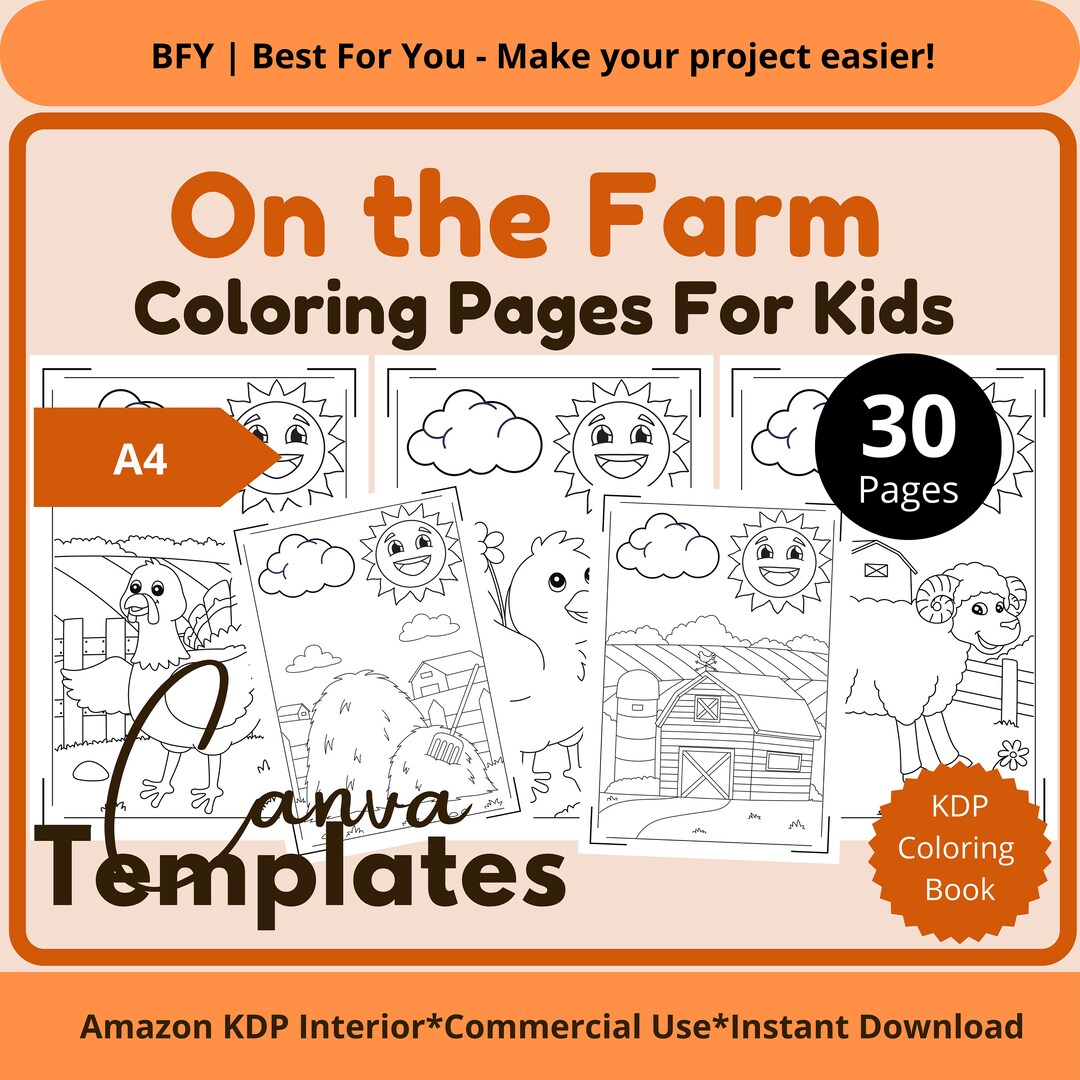 30 on the Farm, Farm Animals Coloring Pages Printable Digital Coloring ...